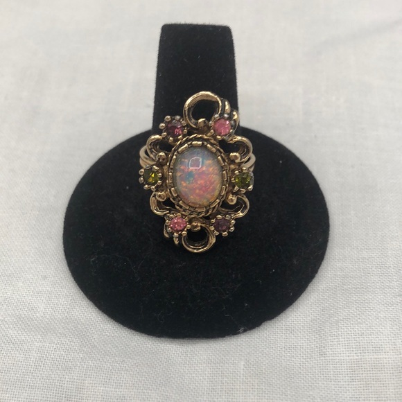 Sarah Coventry | Jewelry | Vtg Large Gold Tone Faux Opal And Rhinestone ...
